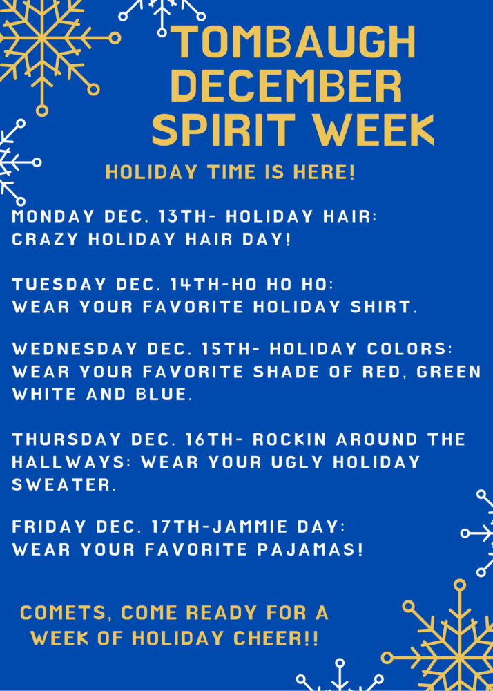 December Spirit Week | Tombaugh Elementary School
