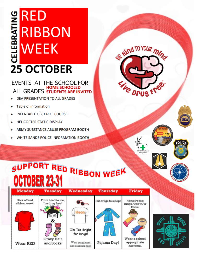 Red Ribbon week! Oct 23rd-Oct 27th | White Sands School